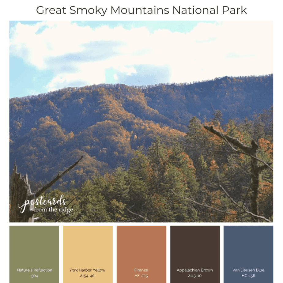 Great Smoky Mountains Fall Color Palette and How to Use It - Postcards ...